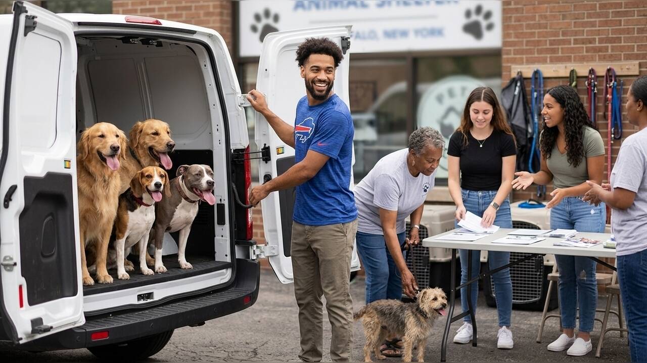Viral footage shows Khalil Shakir of the Buffalo Bills rescuing 19 dogs ...