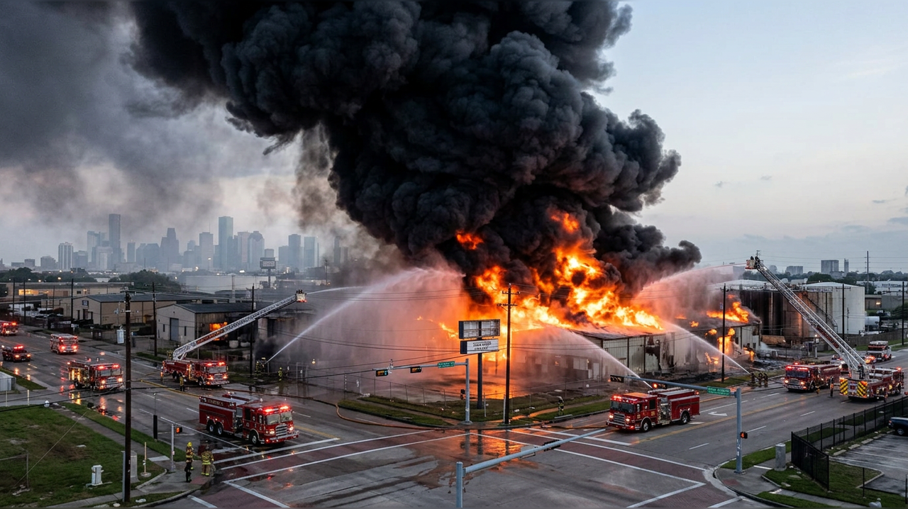 What is burning in Houston? A fire close to Lawndale and Broadway ...