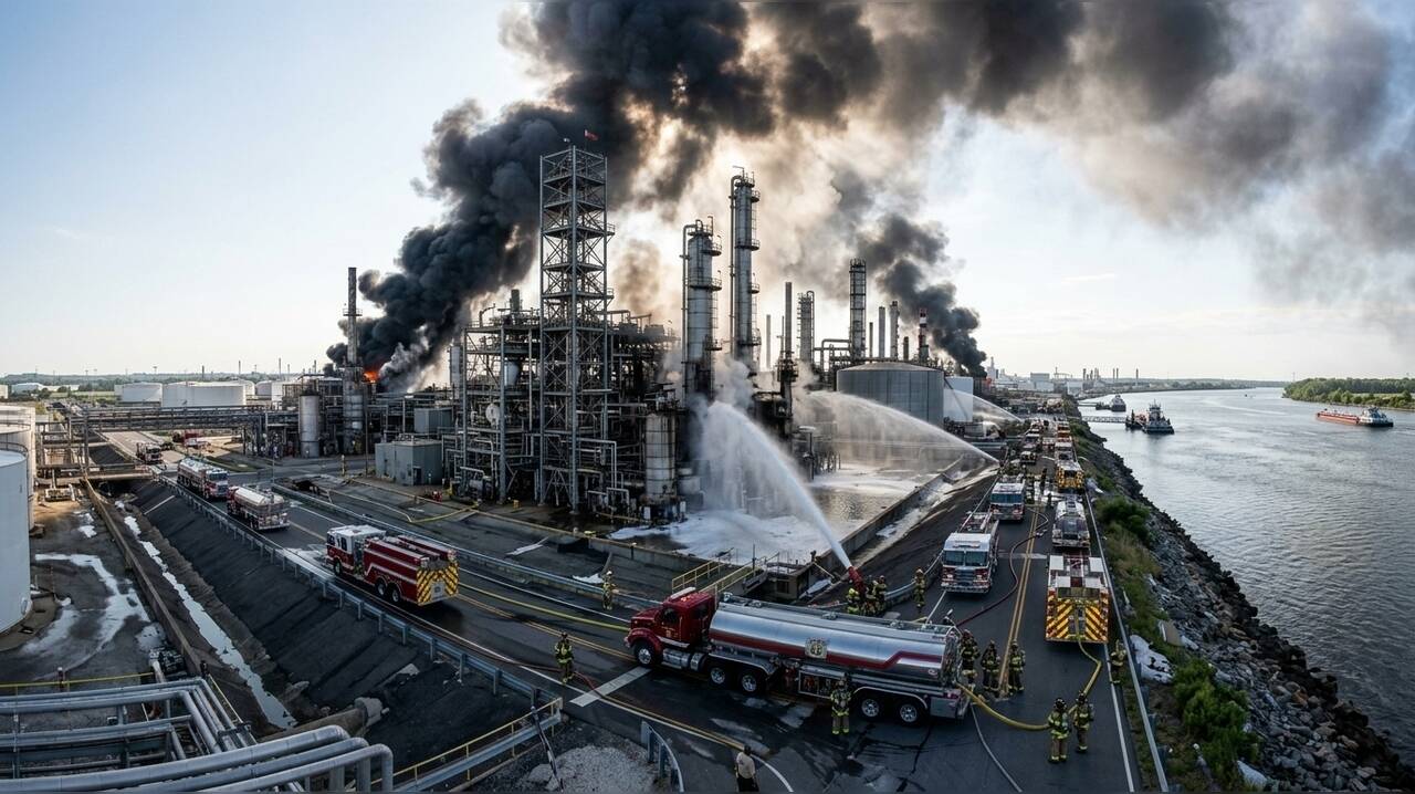 Images of the Monroe refinery fire: Large inferno at the Marcus Hook ...